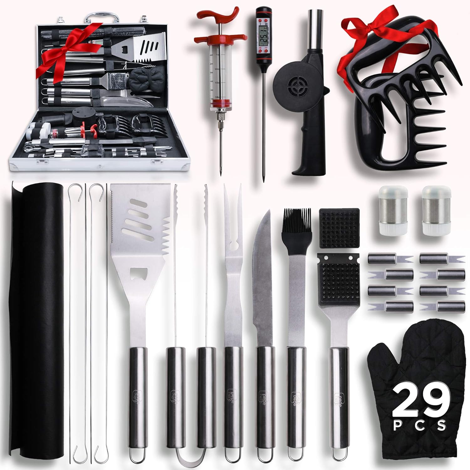 Pepe Nero Grill Smoker Barbecue Accessories Tools Set - 29 Pcs ...