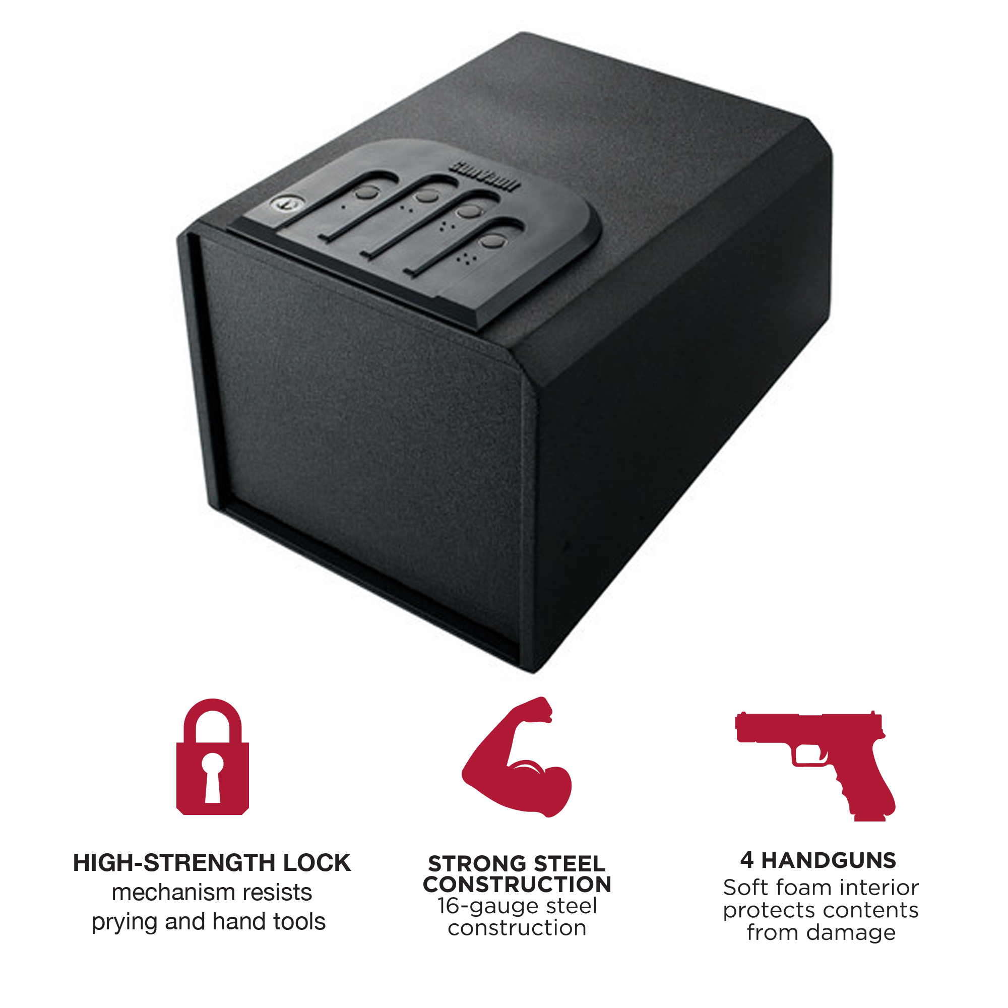 GunVault, The Original Premium Quick Access 4 Pistol Safe, Lock Type ...