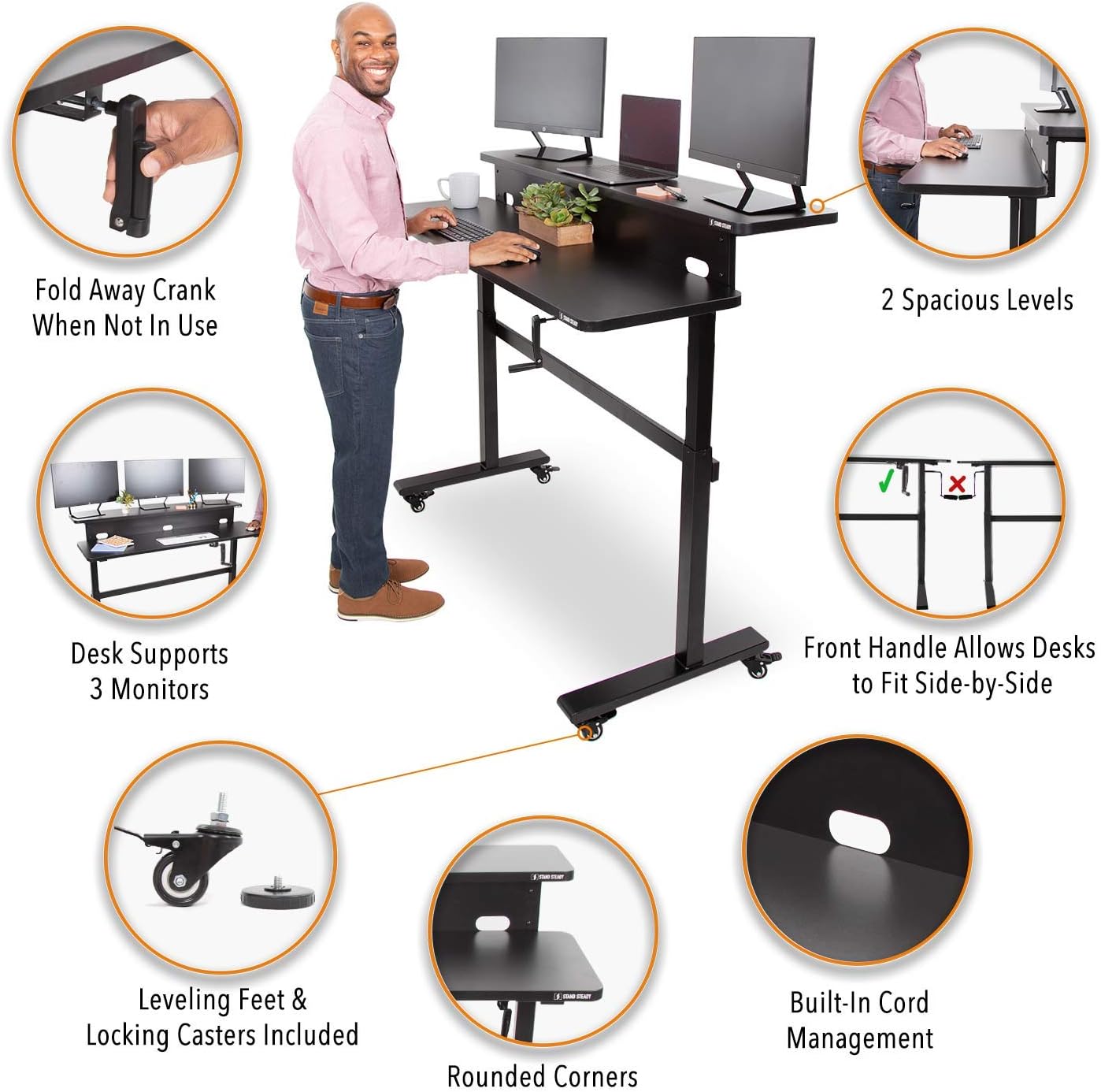 Stand Steady Tranzendesk | 47 Inch Dual Level Standing Desk with Shelf ...