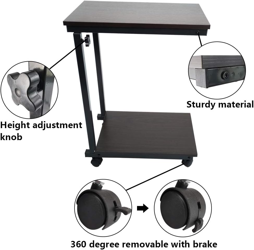 KKTONER Sofa Side Table Slide Under Height Adjustable Wooden Laptop ...