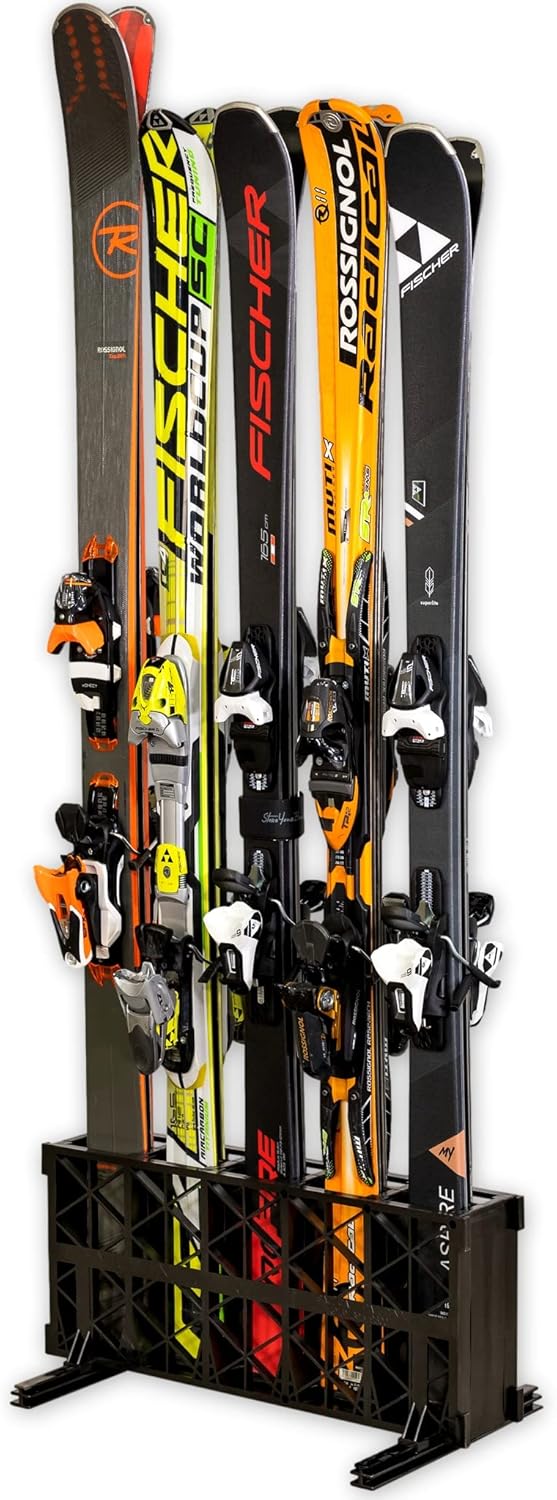 StoreYourBoard Ski Storage Rack, Freestanding 5 Pair Skis Floor Rack ...