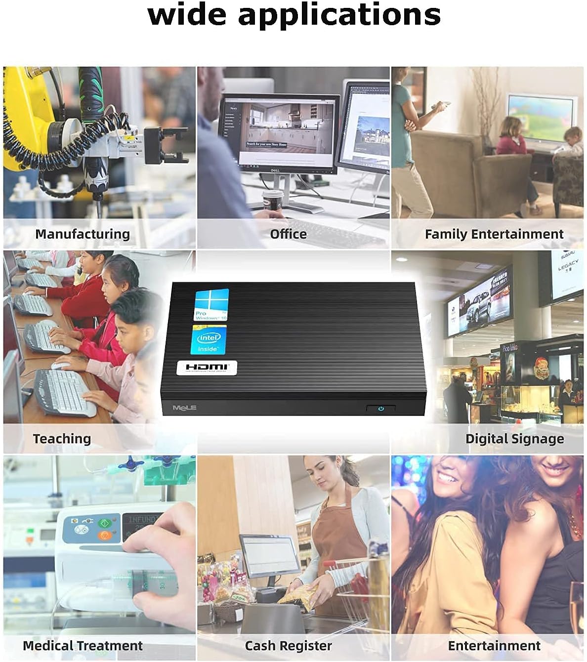 MeLE Quieter2Q Mini PC Cube with VESA Mount 8GB RAM 128G eMMC Windows ...