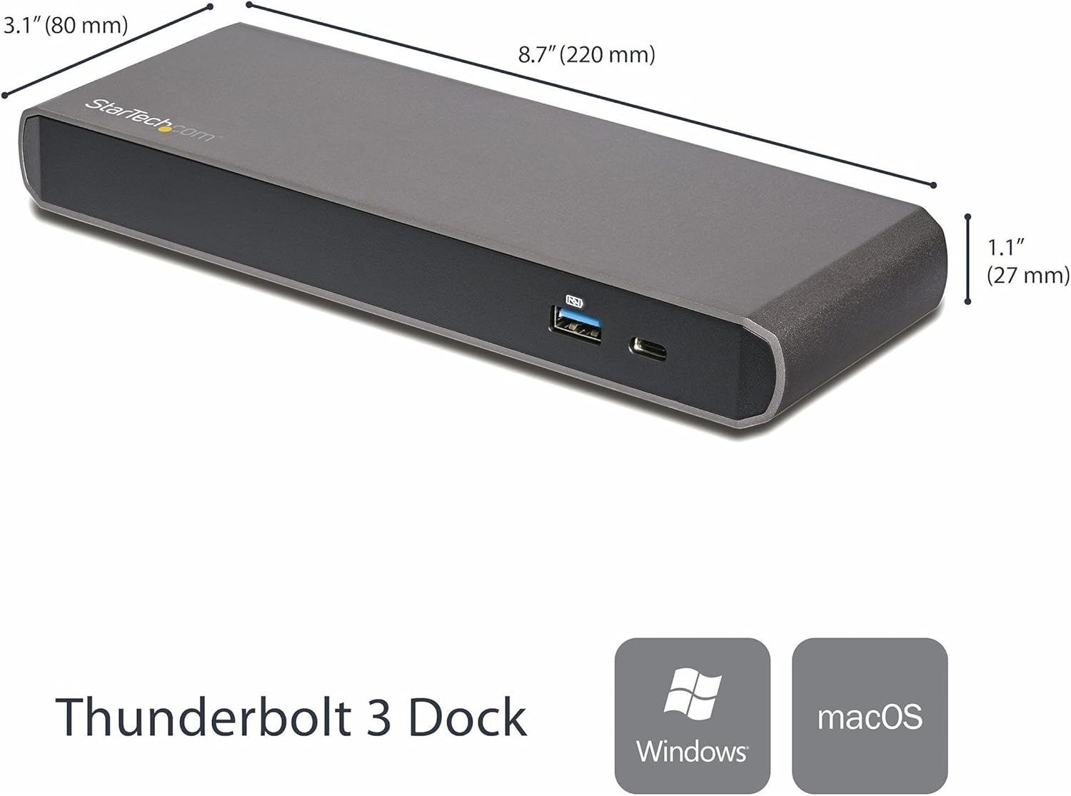StarTech.com Thunderbolt 3 Dock - Dual Monitor 4K 60Hz Laptop Docking ...