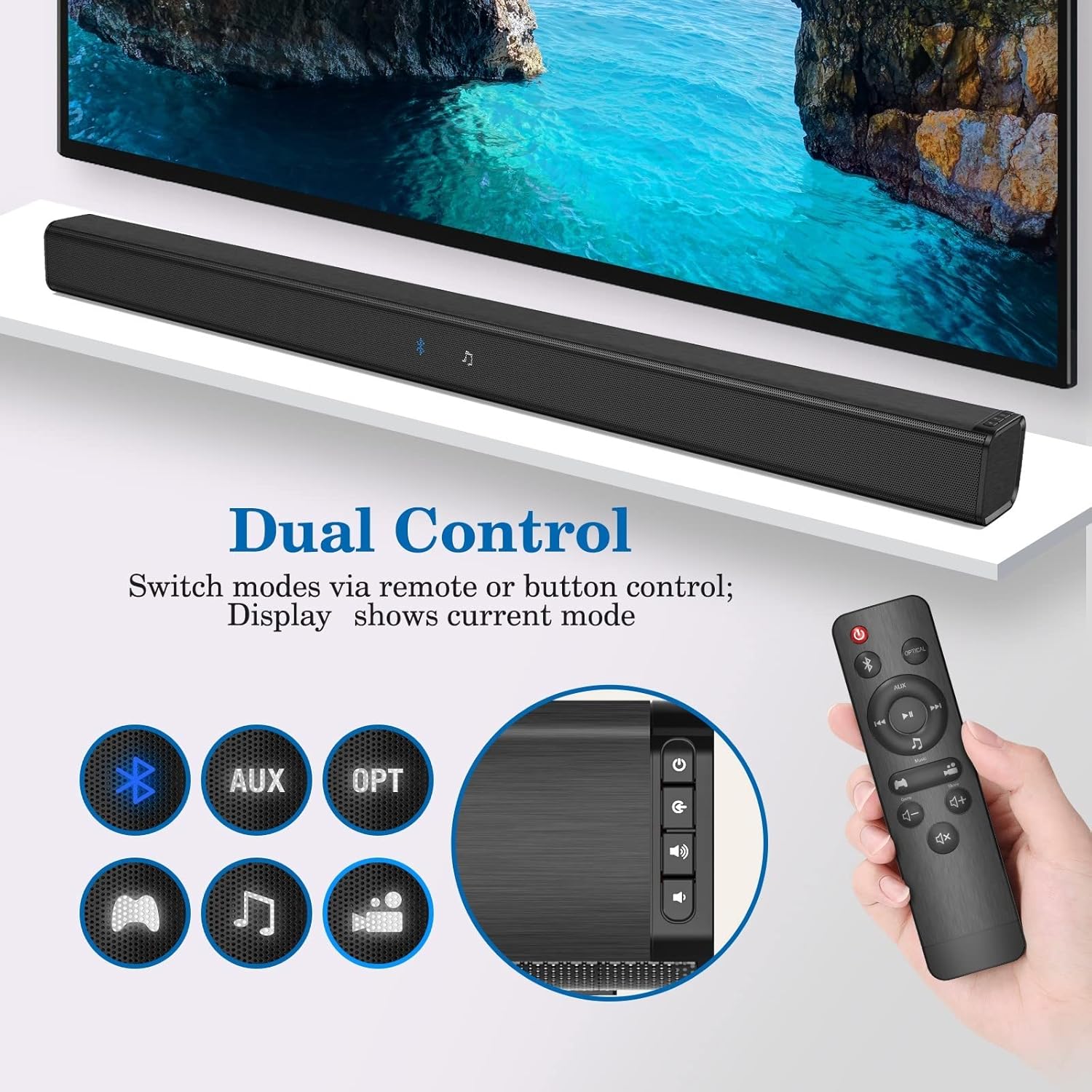 TV Soundbar, Wired & Wireless Bluetooth 5.0 Stereo Sound bar for TV ...