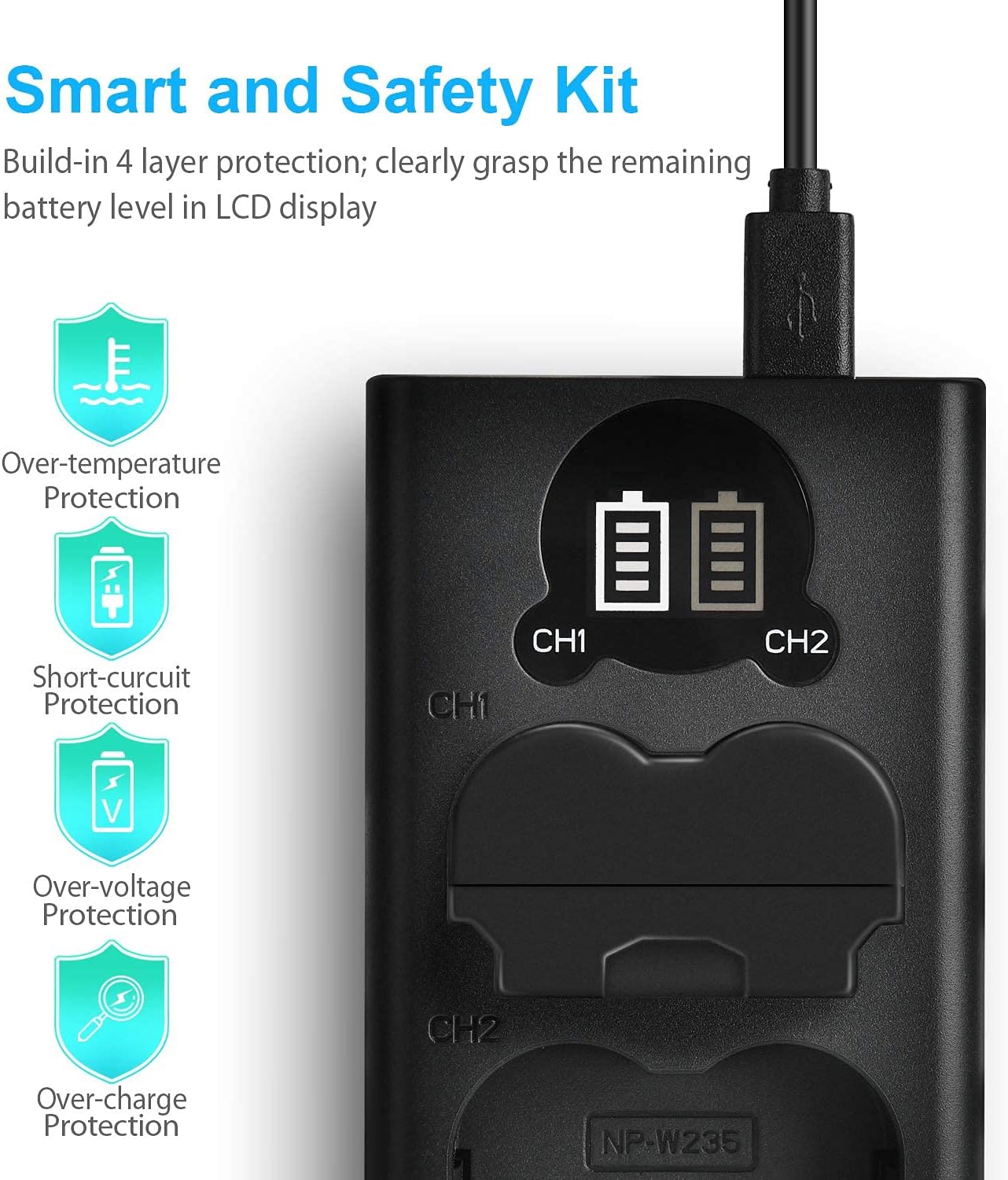 JYJZPB NP-W235 Rechargeable Li-Ion Battery for Fujifilm XT4, 2-Pack ...