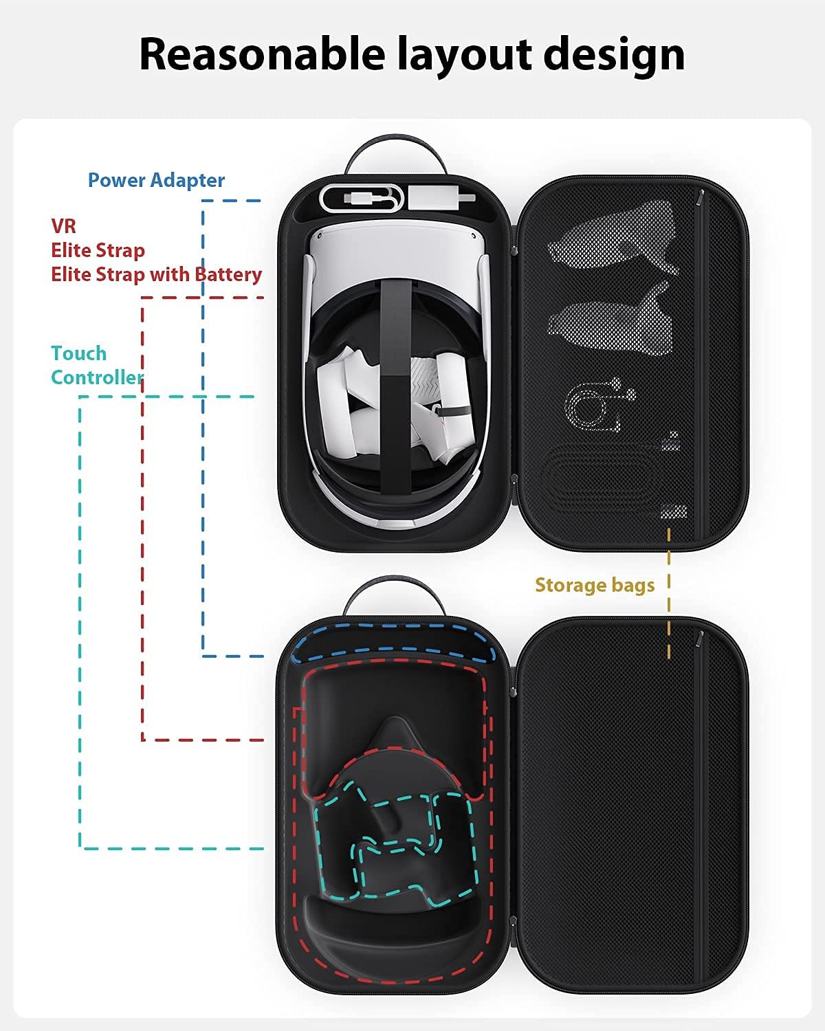 Oculus Quest 2 Case, Amavasion Meta/Oculus Quest 2 Carrying Case for ...