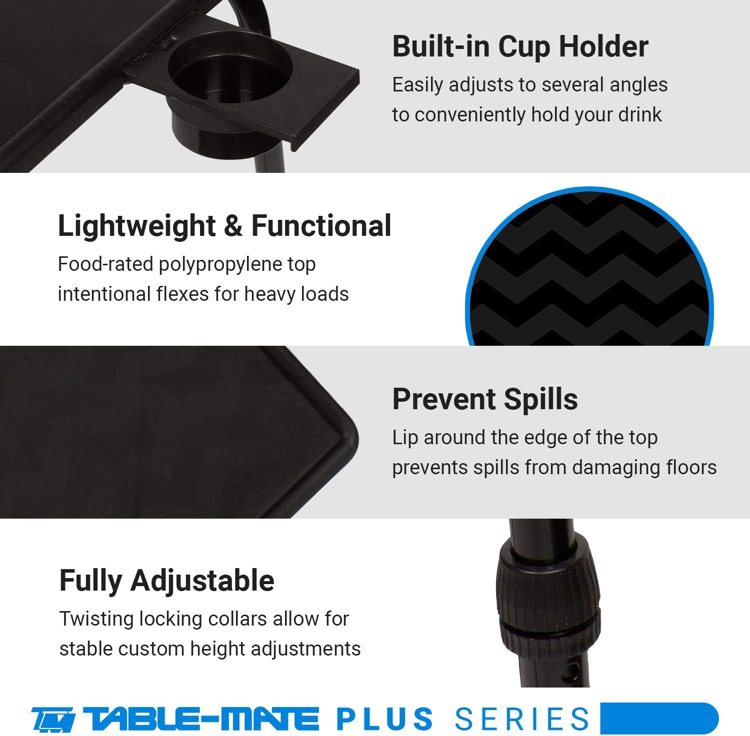 Table-Mate Plus Folding TV Tray Table - Adjustable Couch Food Stand for ...