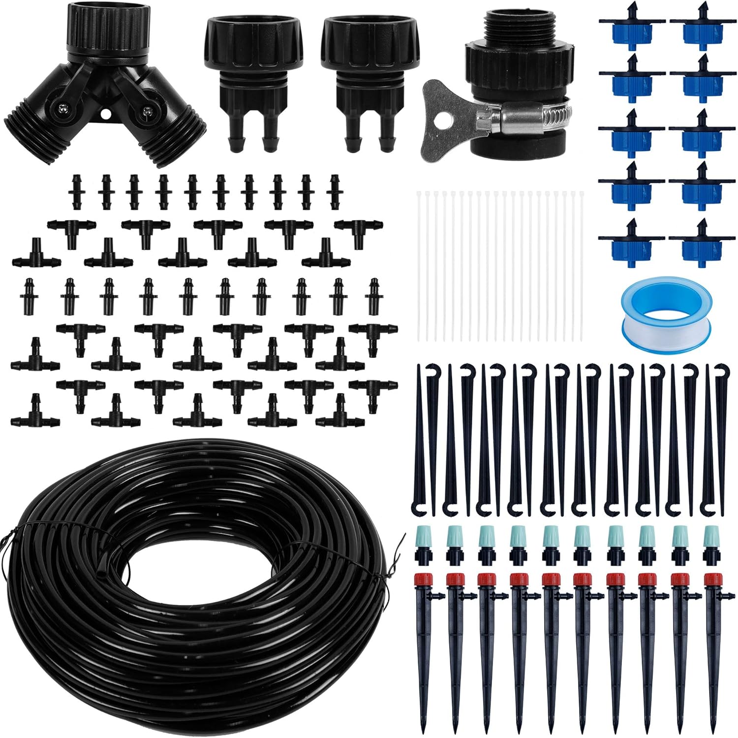 Optimisland Drip Irrigation Kit, 98ft/30m Garden Irrigation System, 1/4 ...