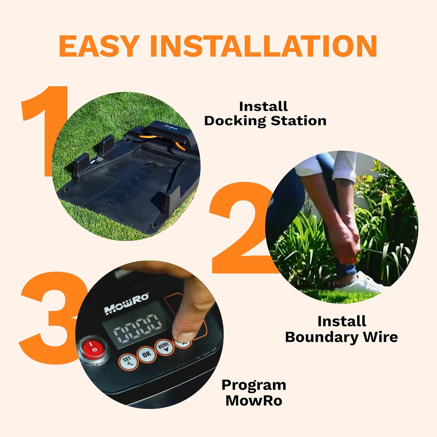 MowRo Robot Lawn Mower RM24, Electric Mower with 9.5-inch Cutting Width ...