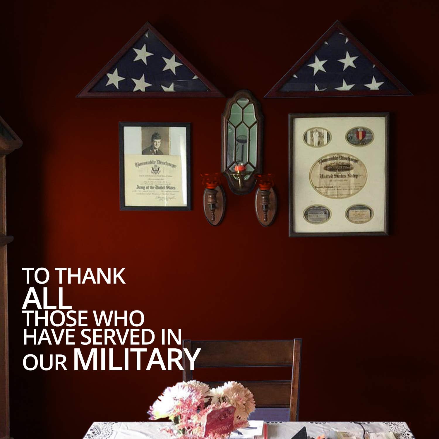 ANLEY Solid Wood Memorial Flag Display Case with Base - Real Glass ...