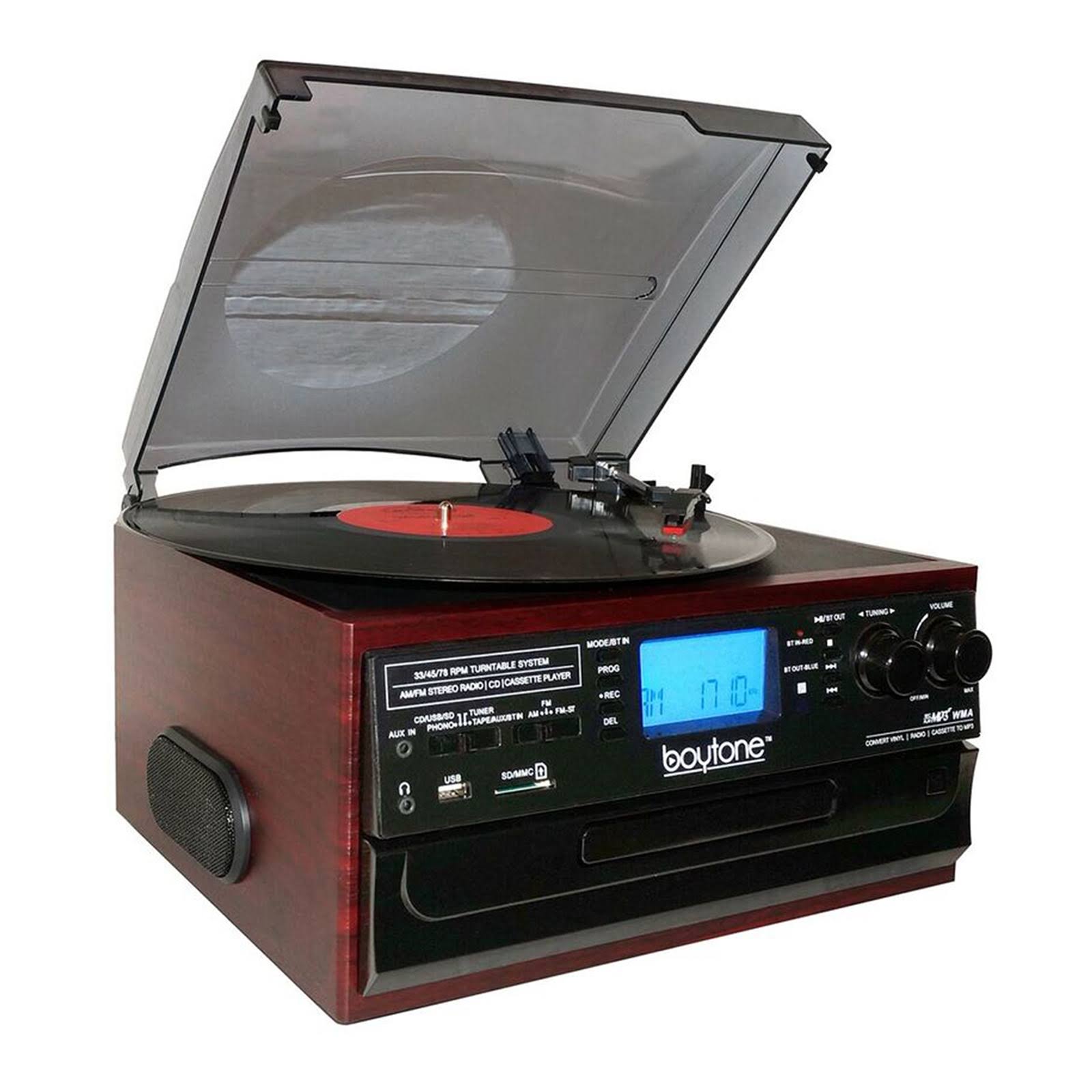 Boytone Bt-22c, Bluetooth in Out Record Player Turntable, AM/FM ...
