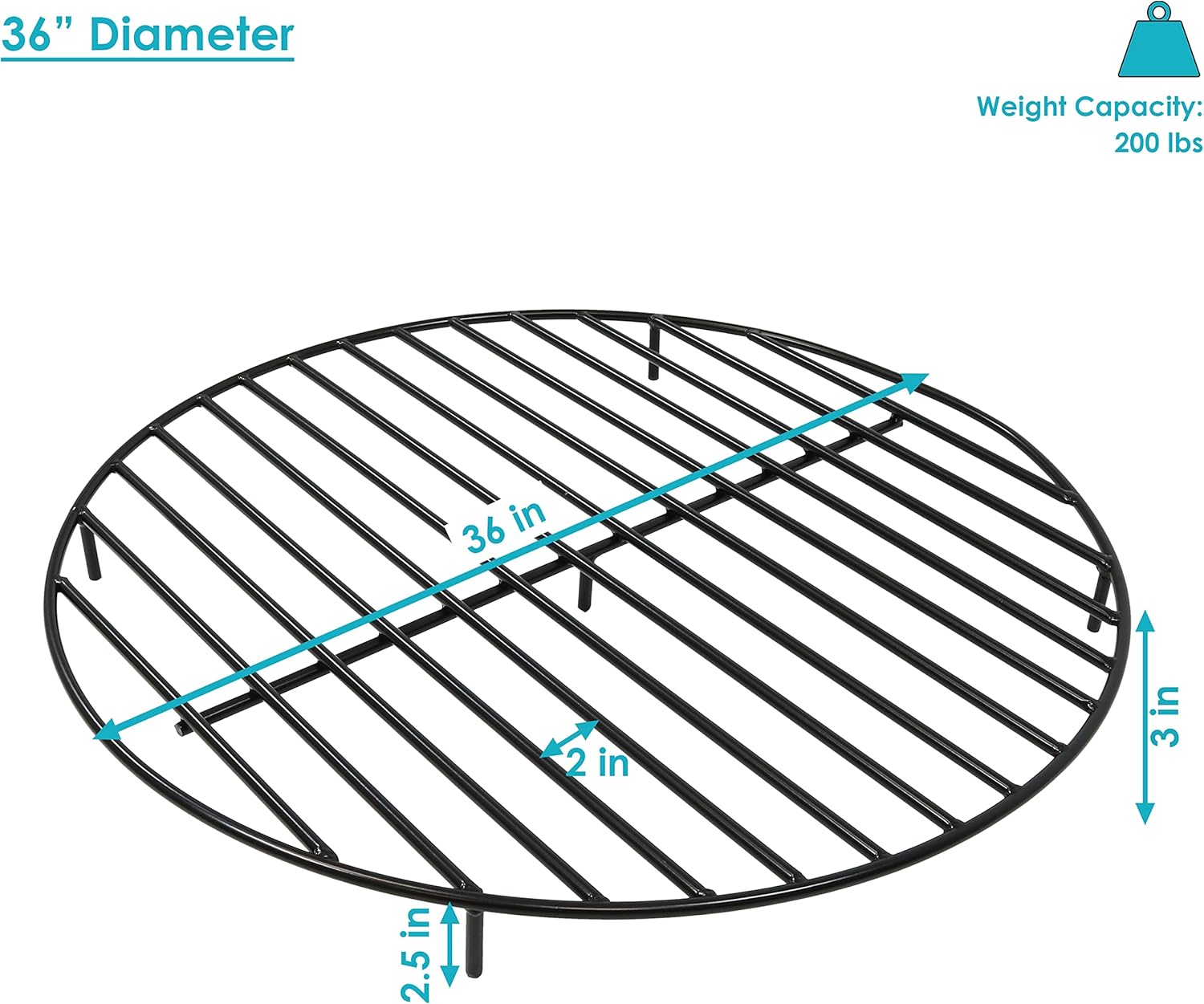 Sunnydaze Fire Pit Grate - Heavy-Duty Steel - Round Firewood Grate for ...