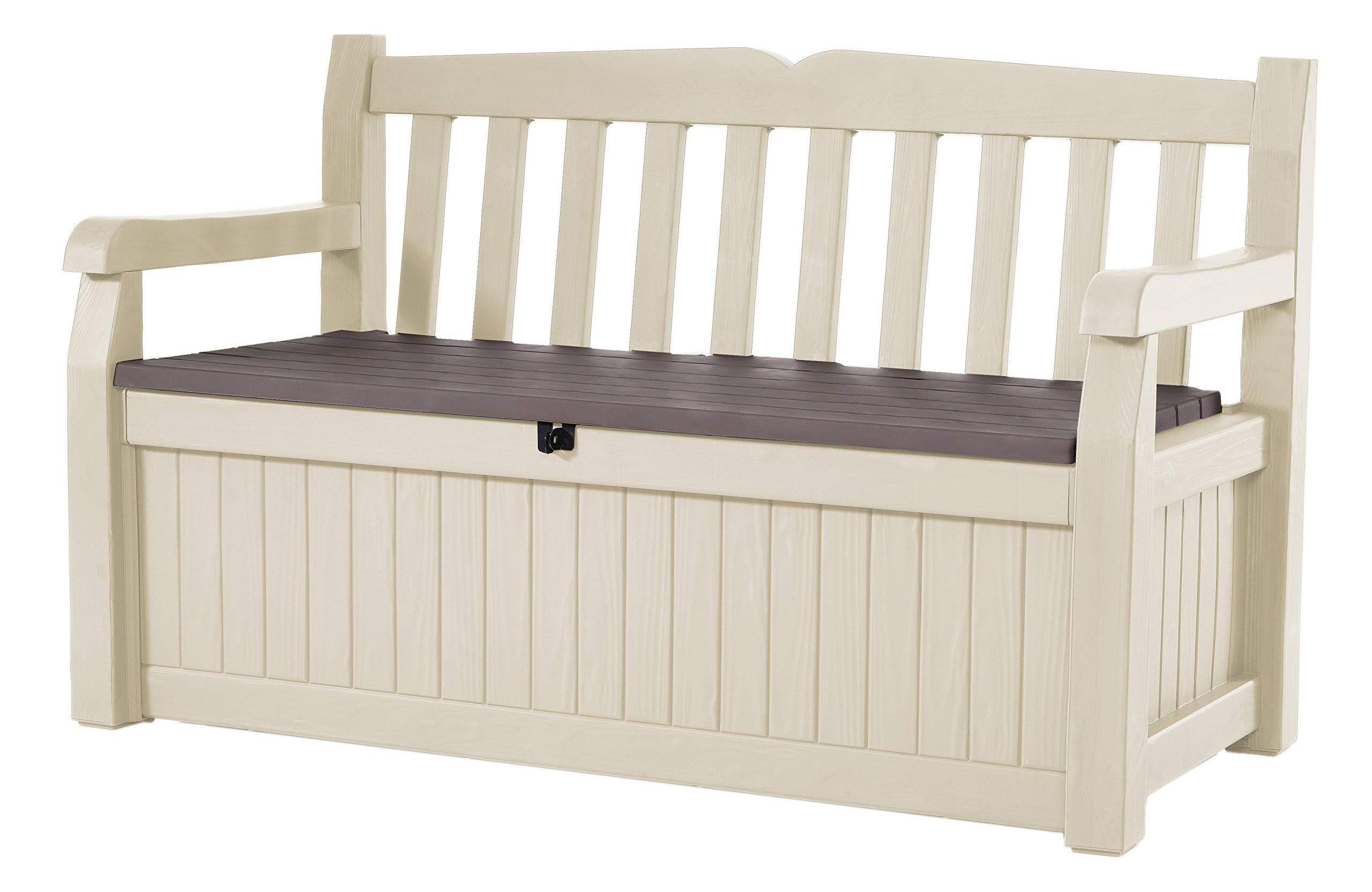 Keter Eden Outdoor Resin Storage Bench, Beige - Revivalcandy