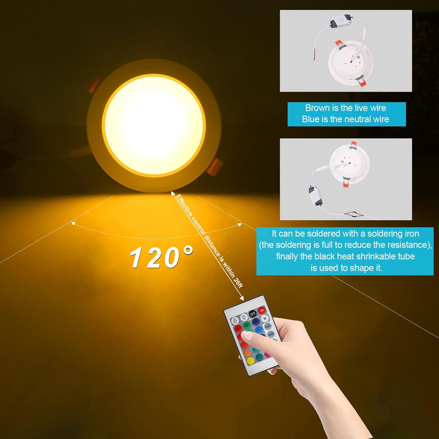 LED Recessed Ceiling Light 3 inch / 4 inch 5W RGB Dimmable LED ...