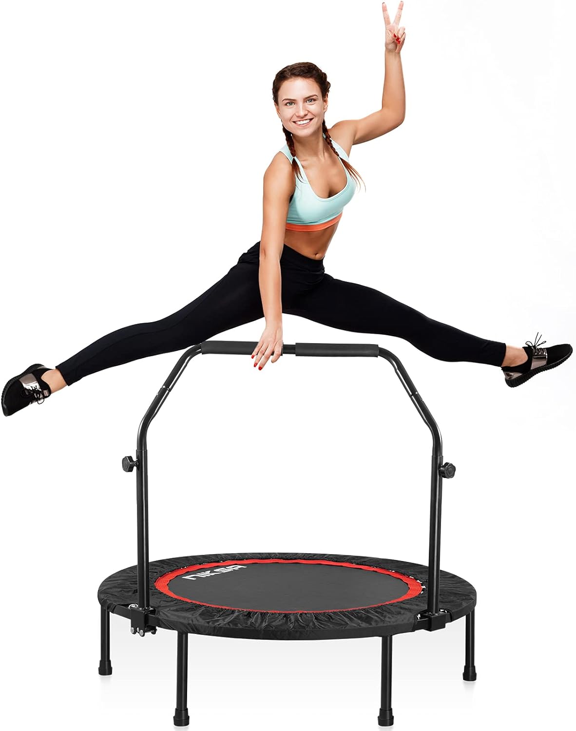 40" Foldable Mini Trampoline, Niksa Exercise Workout Rebounder ...