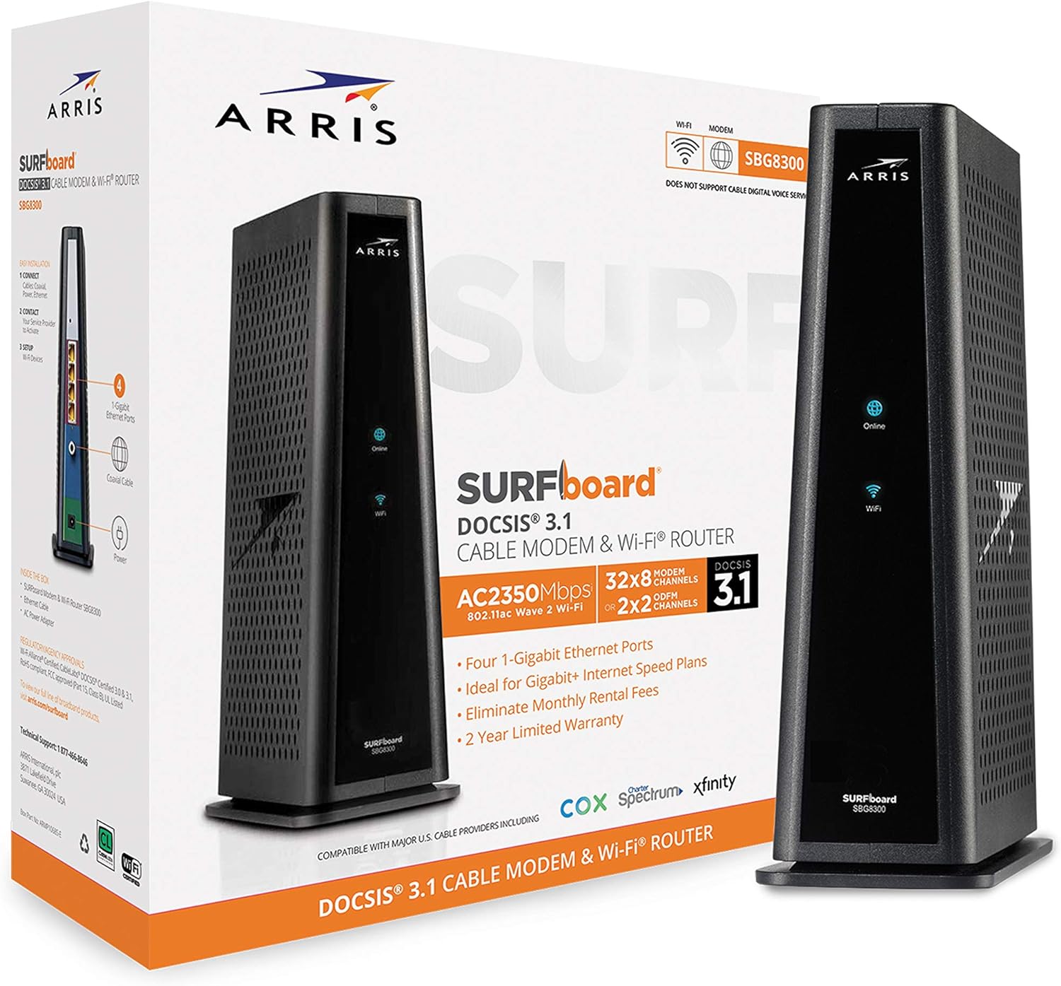 ARRIS Surfboard G34 DOCSIS 3.1 Gigabit Cable Modem & AX3000 Wi-Fi 6 ...