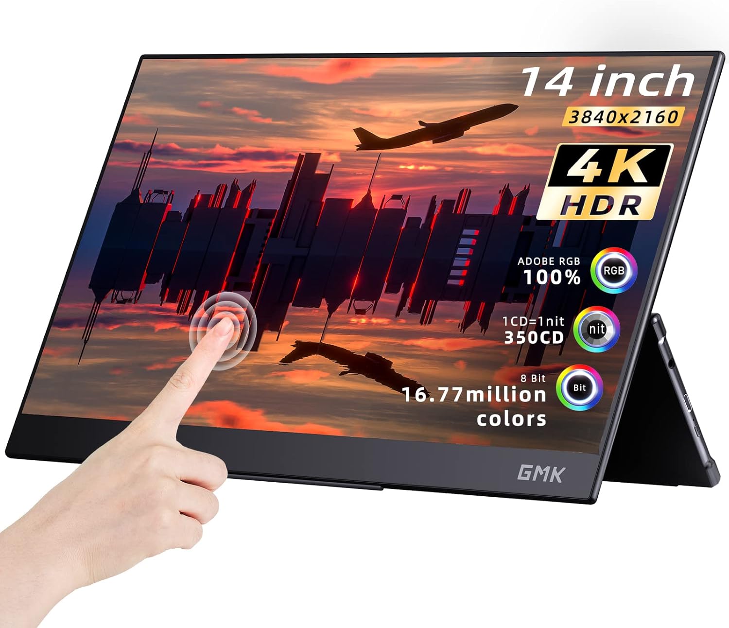 Touchscreen Portable Monitor, 14 Inch 4k USB-C External Portable ...