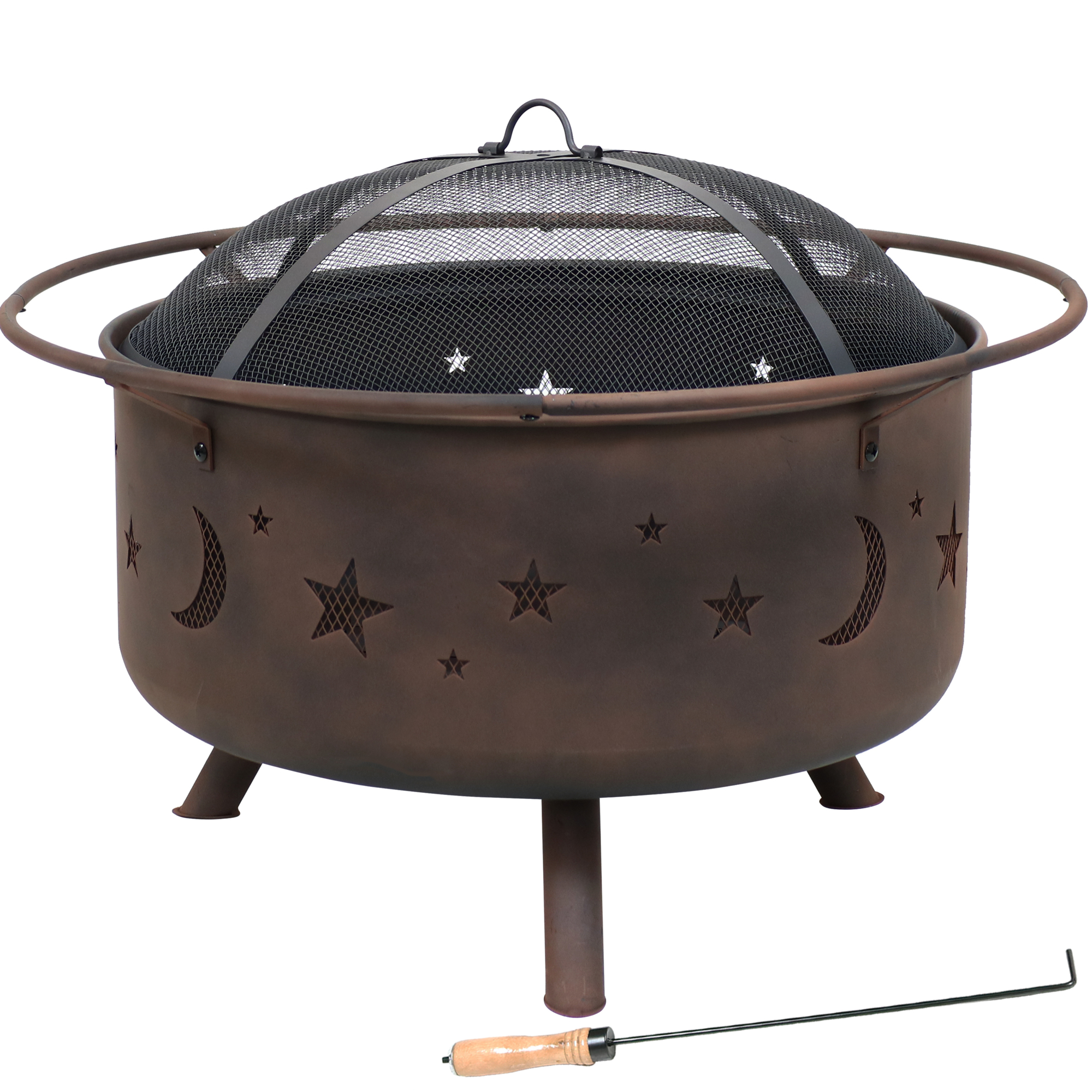 Sunnydaze Decor, Cosmic Fire Pit with Cooking Grill - 30in., Diameter ...