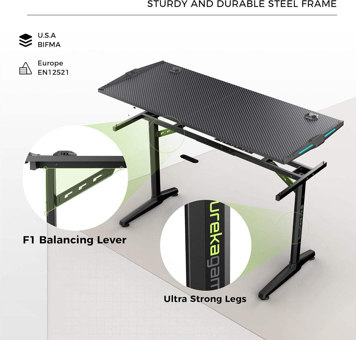 EUREKA ERGONOMIC Gaming Desk 55 Inch I-Shaped Computer Corner Desk PC ...