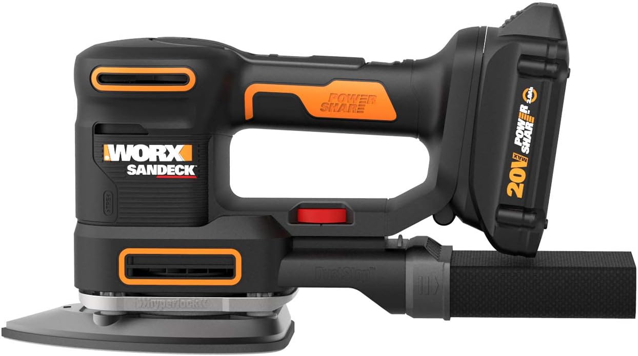 WORX WX820L.2 20V 2.0Ah Cordless Multi-Purpose Sander with 2 Batteries ...