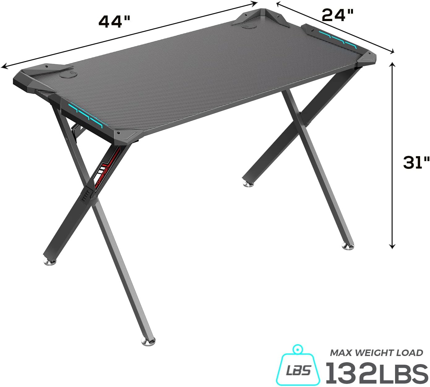 EUREKA ERGONOMIC Gaming Desk, 45 inch Gaming Computer Desk with RGB LED ...