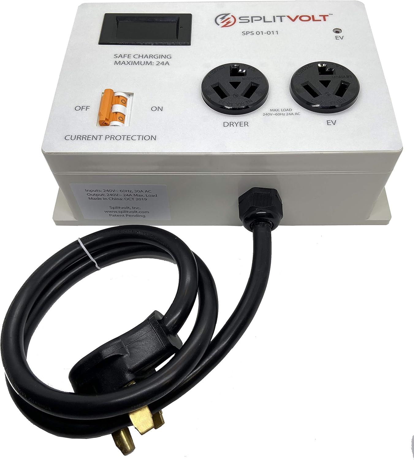 Splitvolt NEMA 10-30/10-30 Splitter Switch 10-30 Plug to two10-30 Outlets (A&B) - Automatic ...