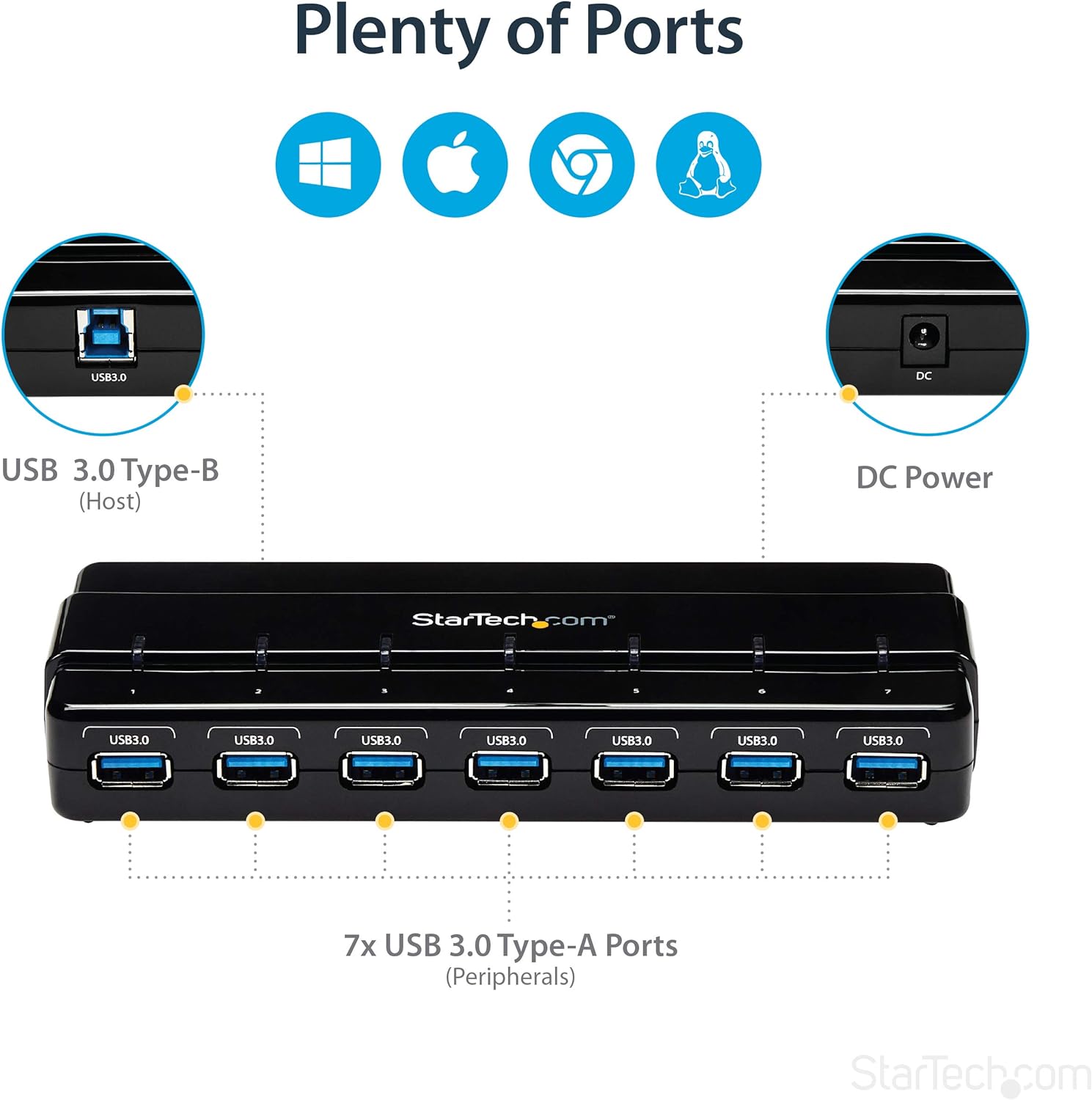 StarTech.com 7 Port USB 3.0 Hub – Up To 5 Gbps – 7 x USB – Universal ...