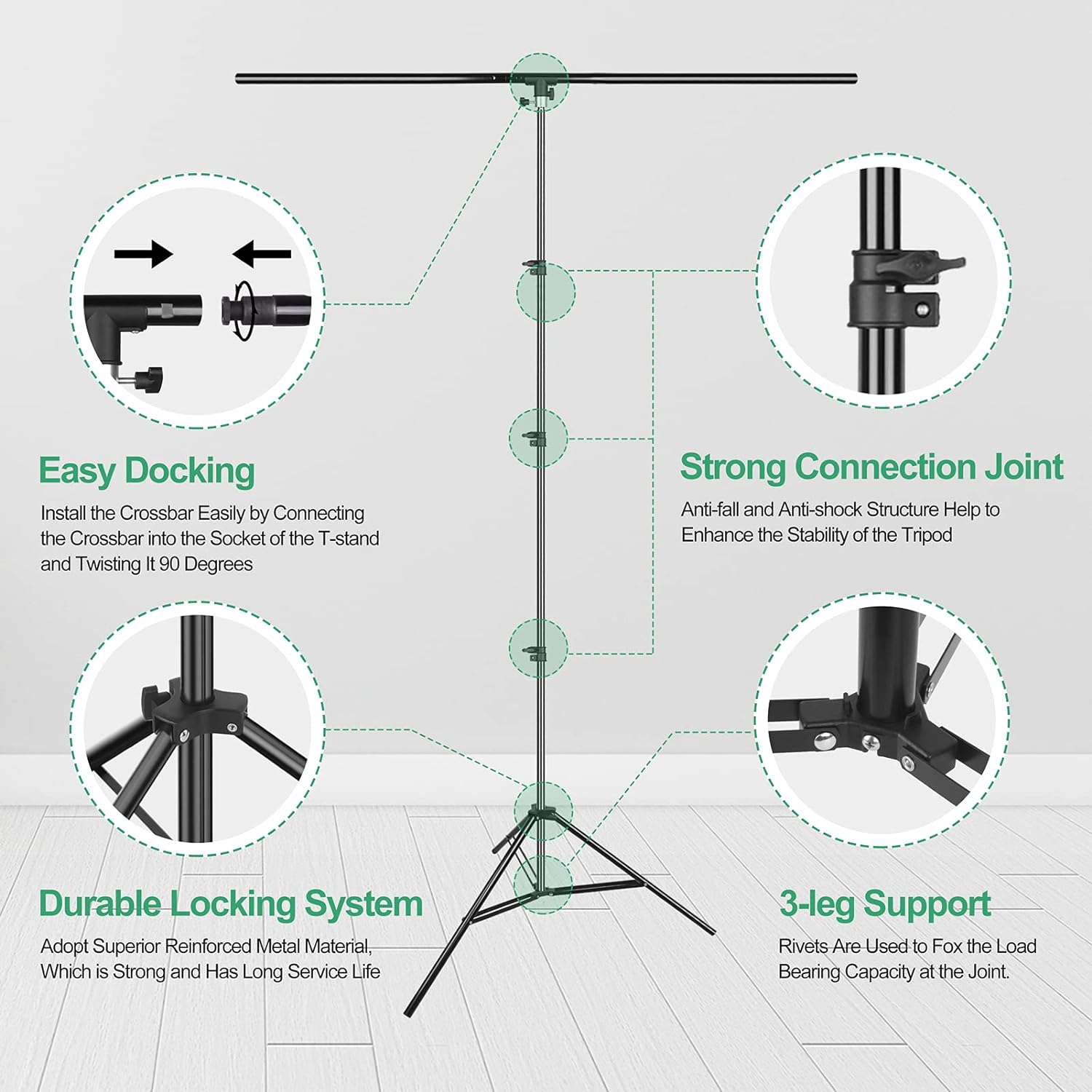 EMART Green Screen Backdrop with Stand, 5x7 ft Collapsible Greenscreen ...