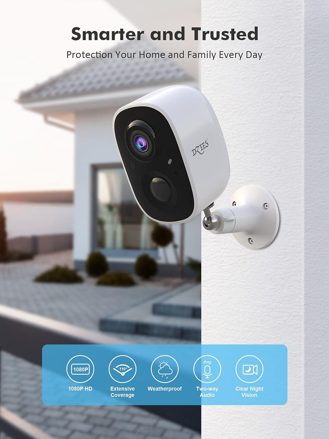 Dzees Wireless Outdoor Security Camera with Spotlight & Siren, 1080P ...