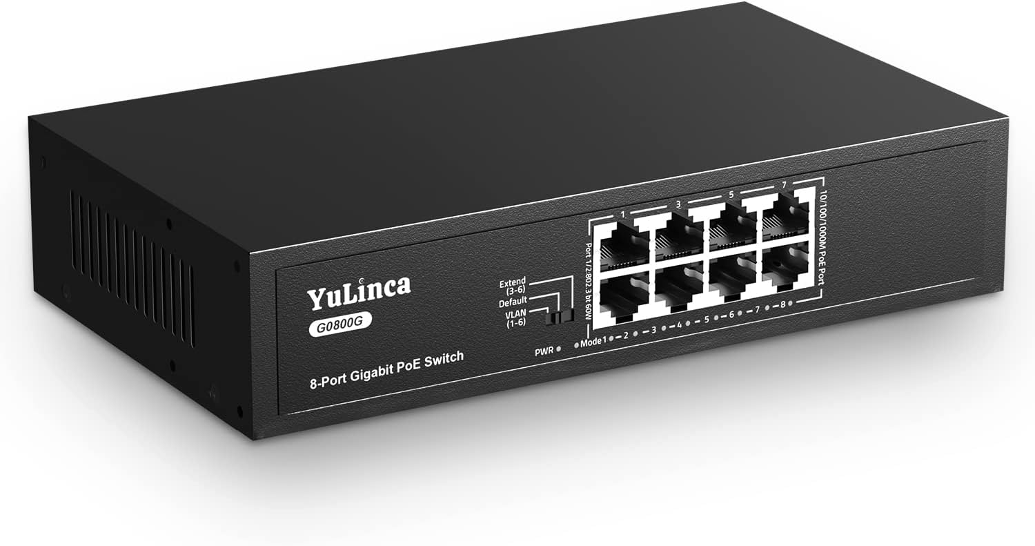 8 Port Gigabit PoE Switch, IEEE802.3af/at, Support Hi-PoE(60W), Max ...