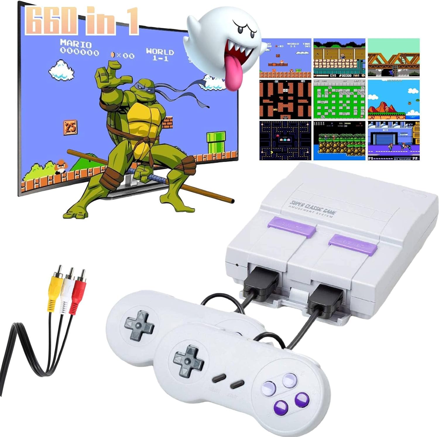 Retro Game Console,Classic Mini NES Console with Built-in 660 Video ...