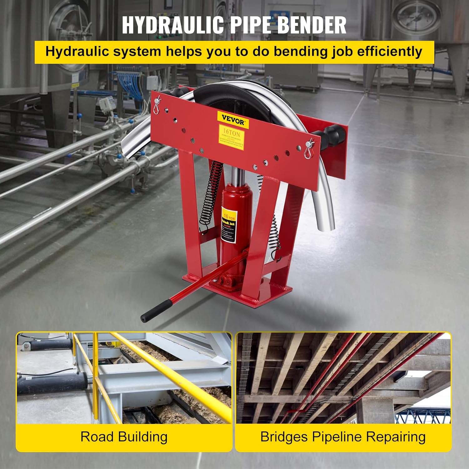 Happybuy 12 Ton Exhaust Tubing Bender 1/2 Inch Square Hydraulic Hand ...