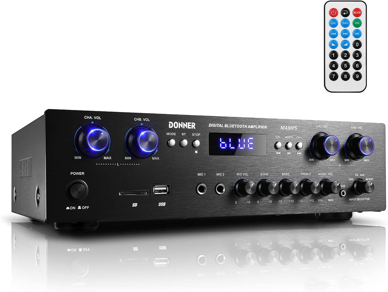 Home Theater Bluetooth 5.0 Stereo Audio Amplifier Receiver, 4 Channel ...