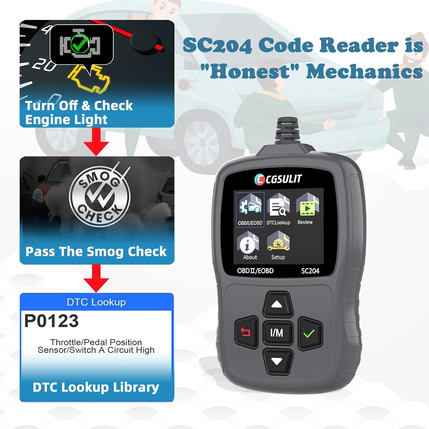OBD2 Code Scanner Diagnostic, Test & Measurement Tools SC204 Car ...