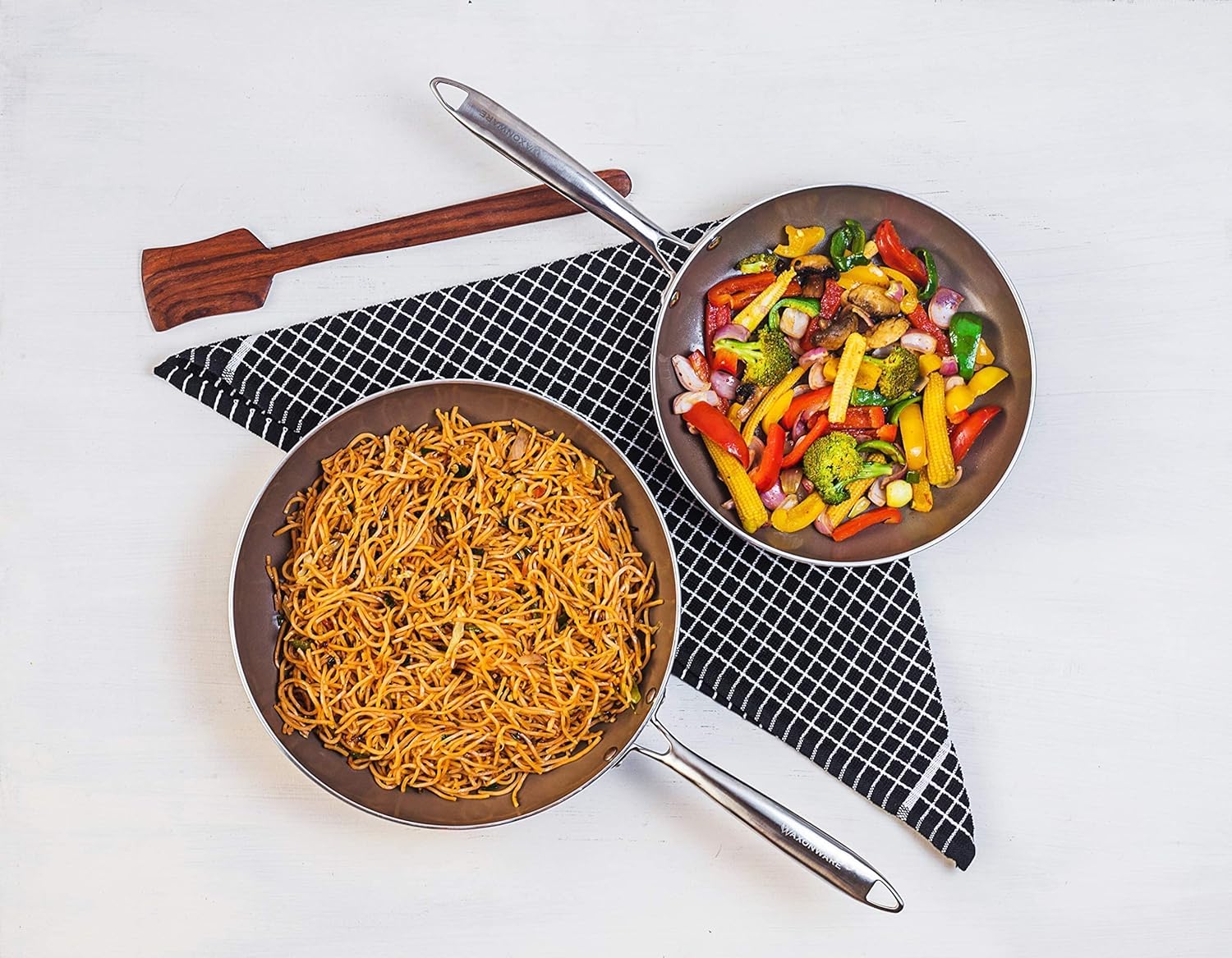 WaxonWare Hive 2 Piece Set - Nonstick Frying Pan Ceramic Cookware Set ...