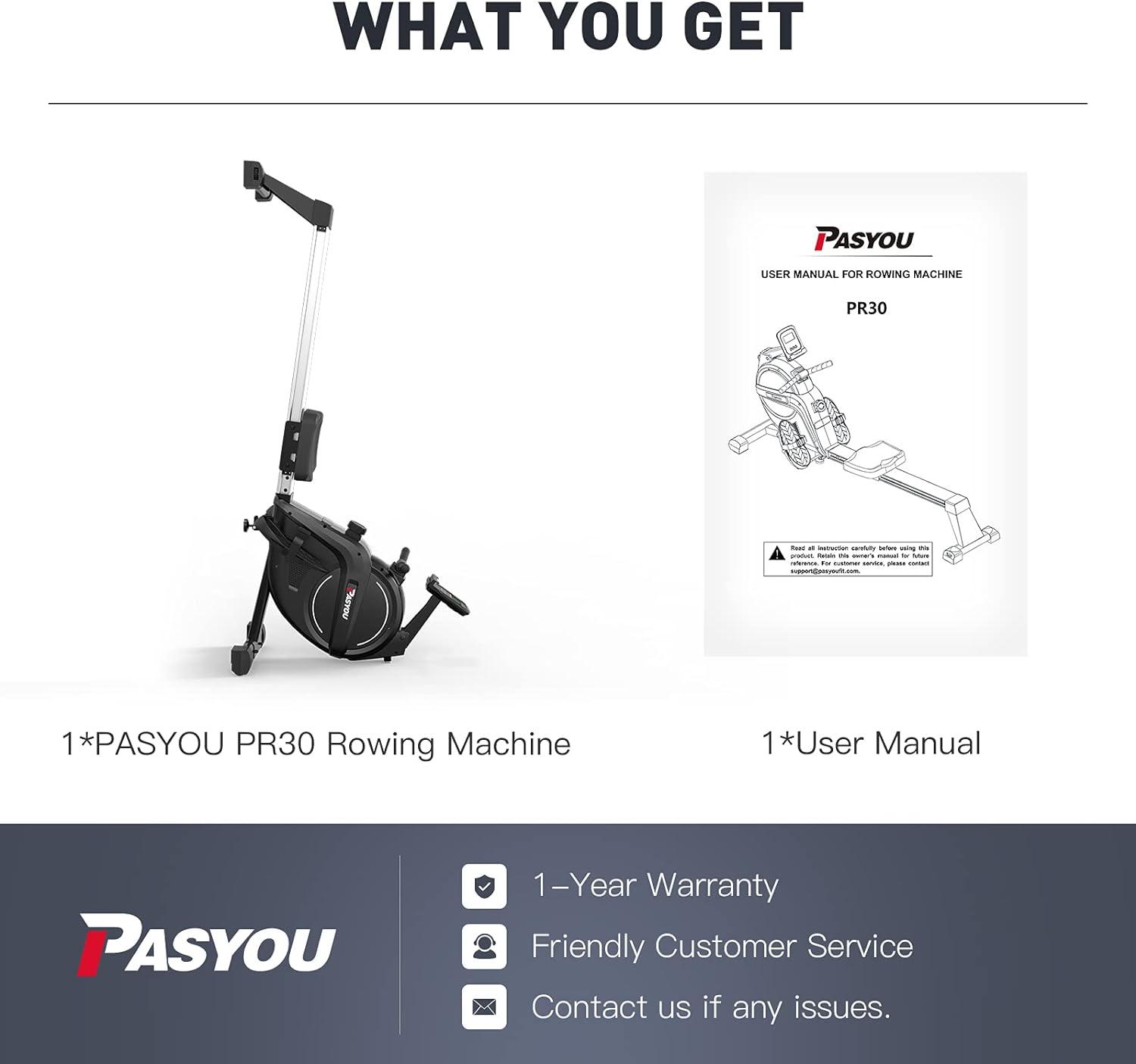 PASYOU Folding Rowing Machine Indoor Magnetic Rower for Full Body ...