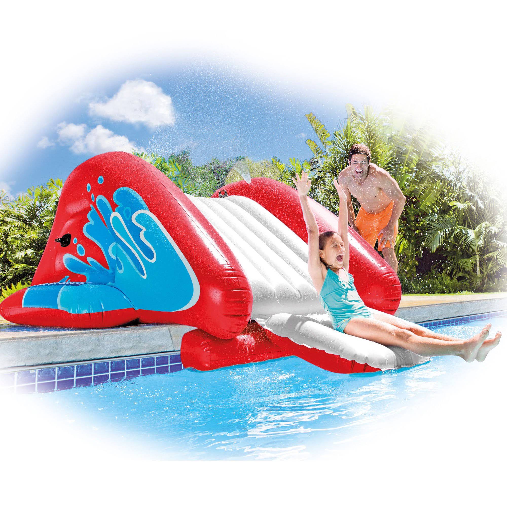 Intex Kool Splash Pool Water Slide w/ Sprayer and Swimline Pool ...