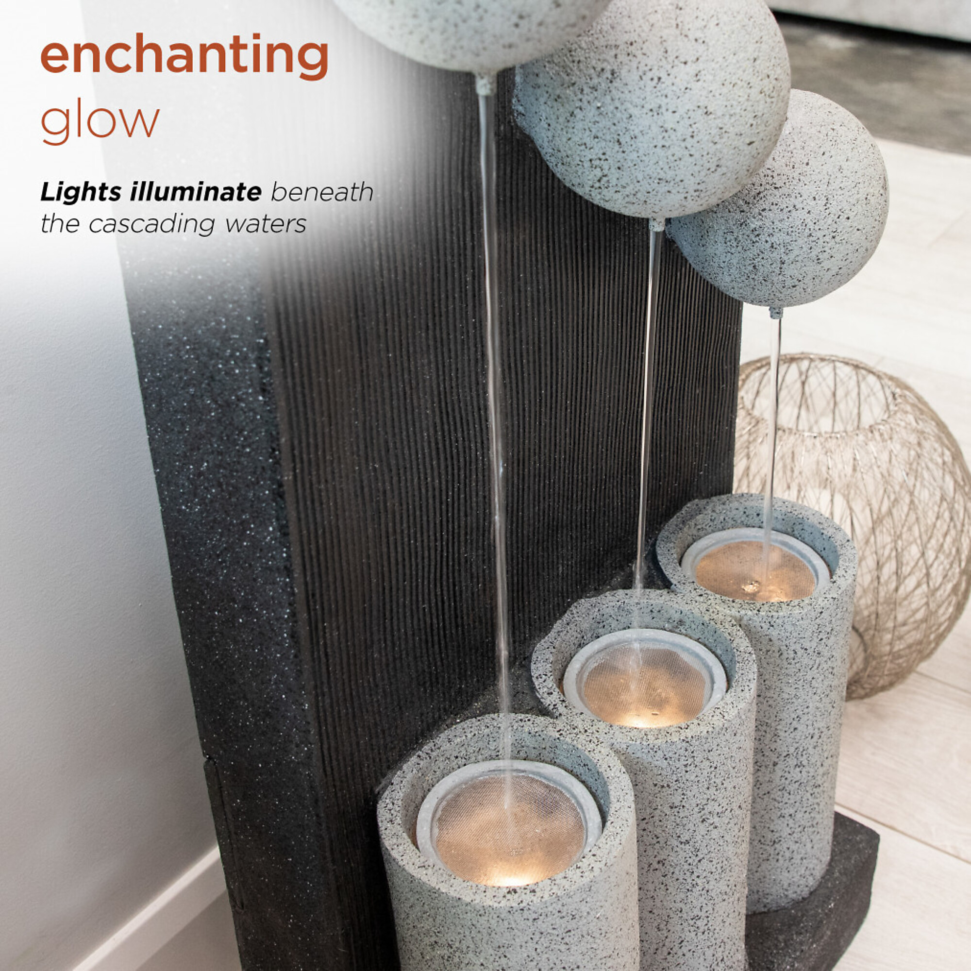 Alpine Corporation, Calming Infinity Fountain with LED Lights 3-Tier ...