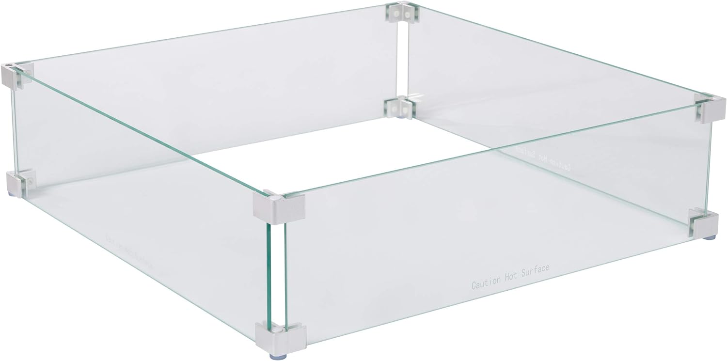 Fire Sense Fire Pit Wind Guard | Square | Clear Glass | 22.5 Inches ...