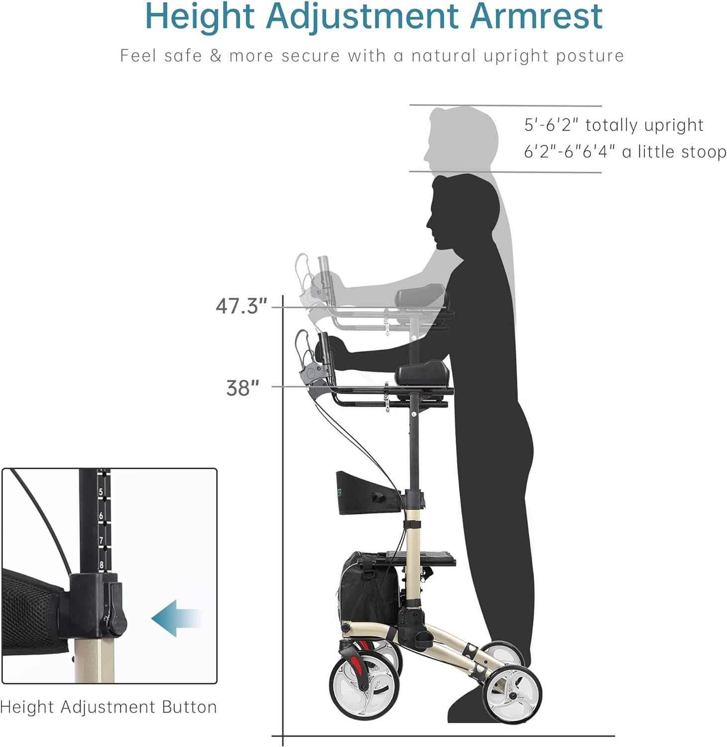 Mobility Aids & Equipment Upright Walker, Stand Up Folding Rollator ...