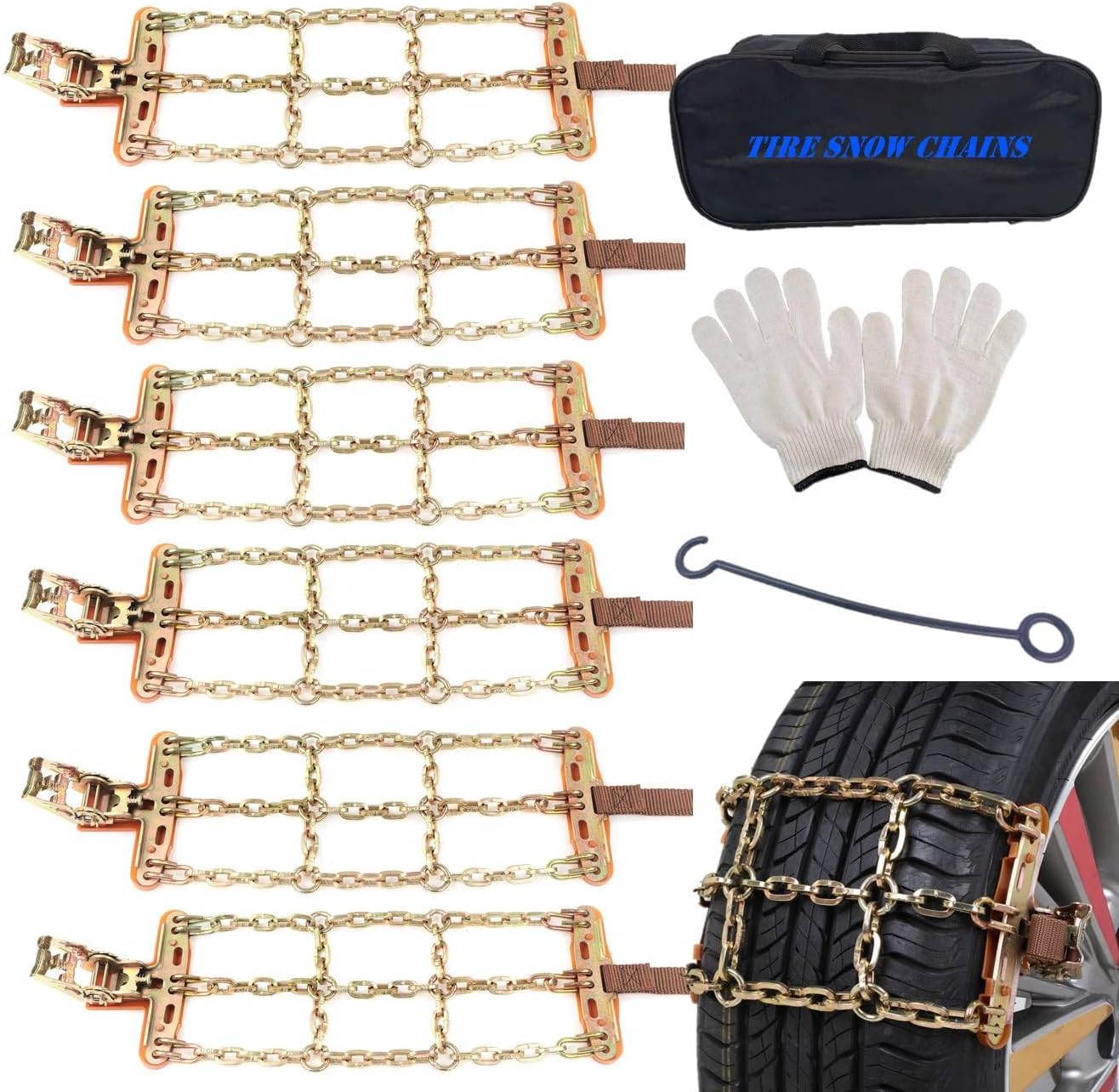 2021 Upgraded Universal Tire Chains,Anti-Skid Chains,Snow Chains for ...