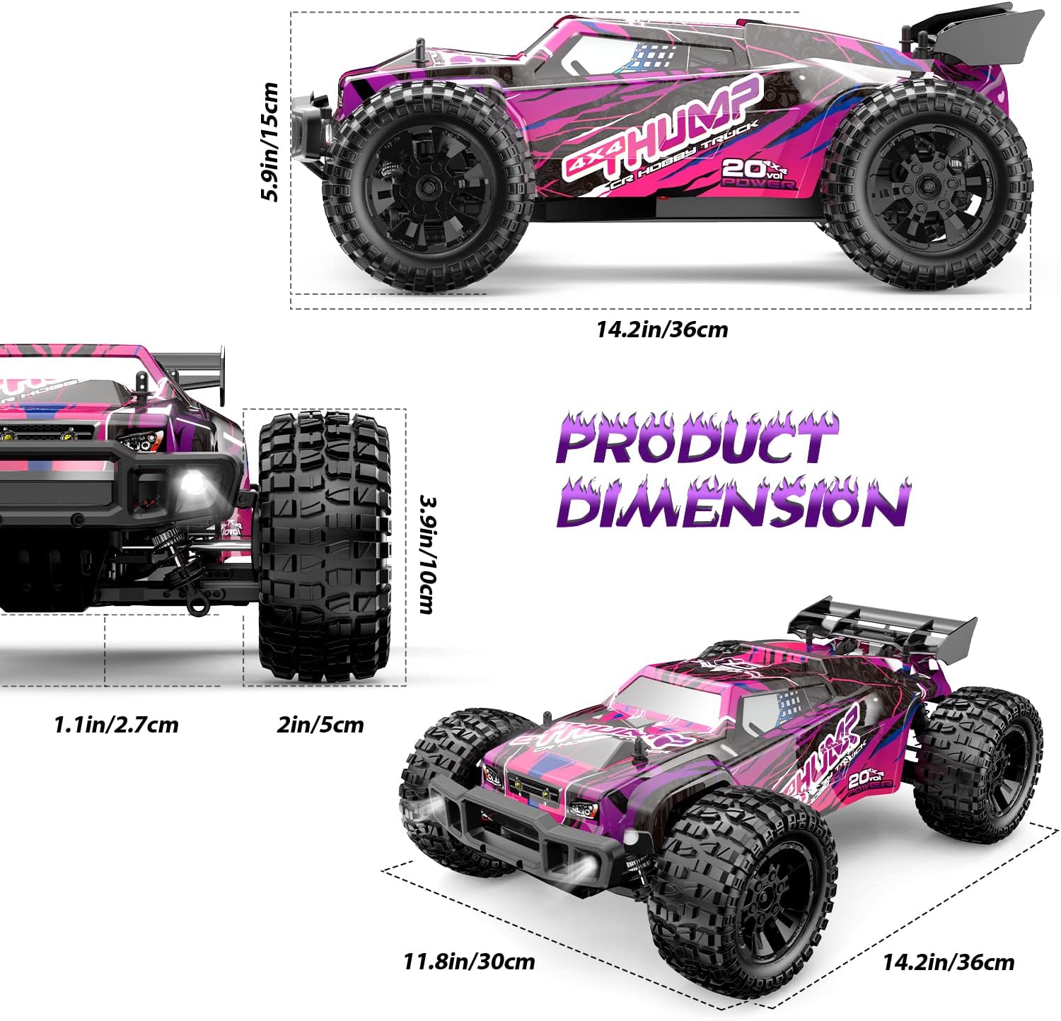 DEERC 200E Large Brushless High Speed RC Cars for Adults, Upgraded 1:10 ...
