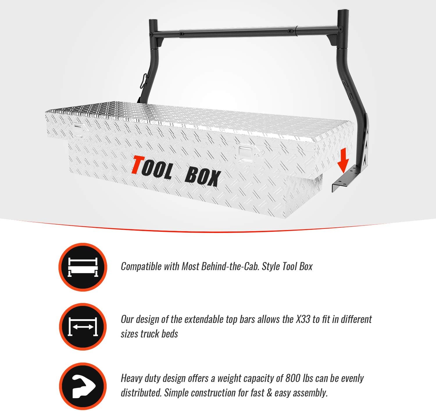AA-Racks Model X33 800Ibs Low-Profile Steel Utility Pick-Up Truck ...