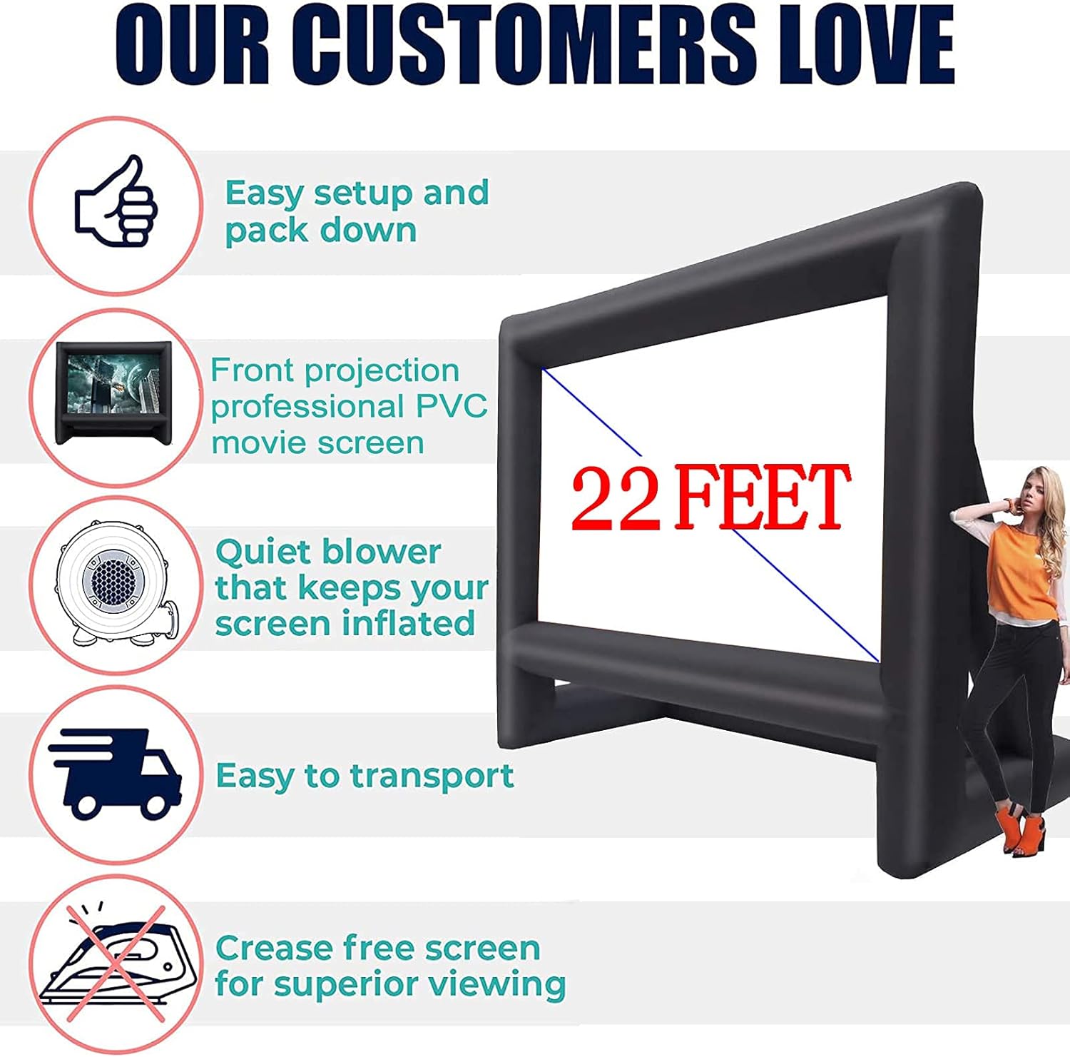 GYUEM 20 feet Inflatable Portable Projector Movie Screen - Huge Air ...