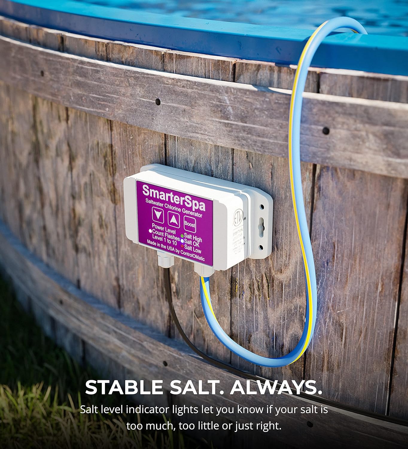 ControlOMatic SmarterSpa Saltwater Smart Chlorine Generation System for Pools, Hot Tubs, and ...