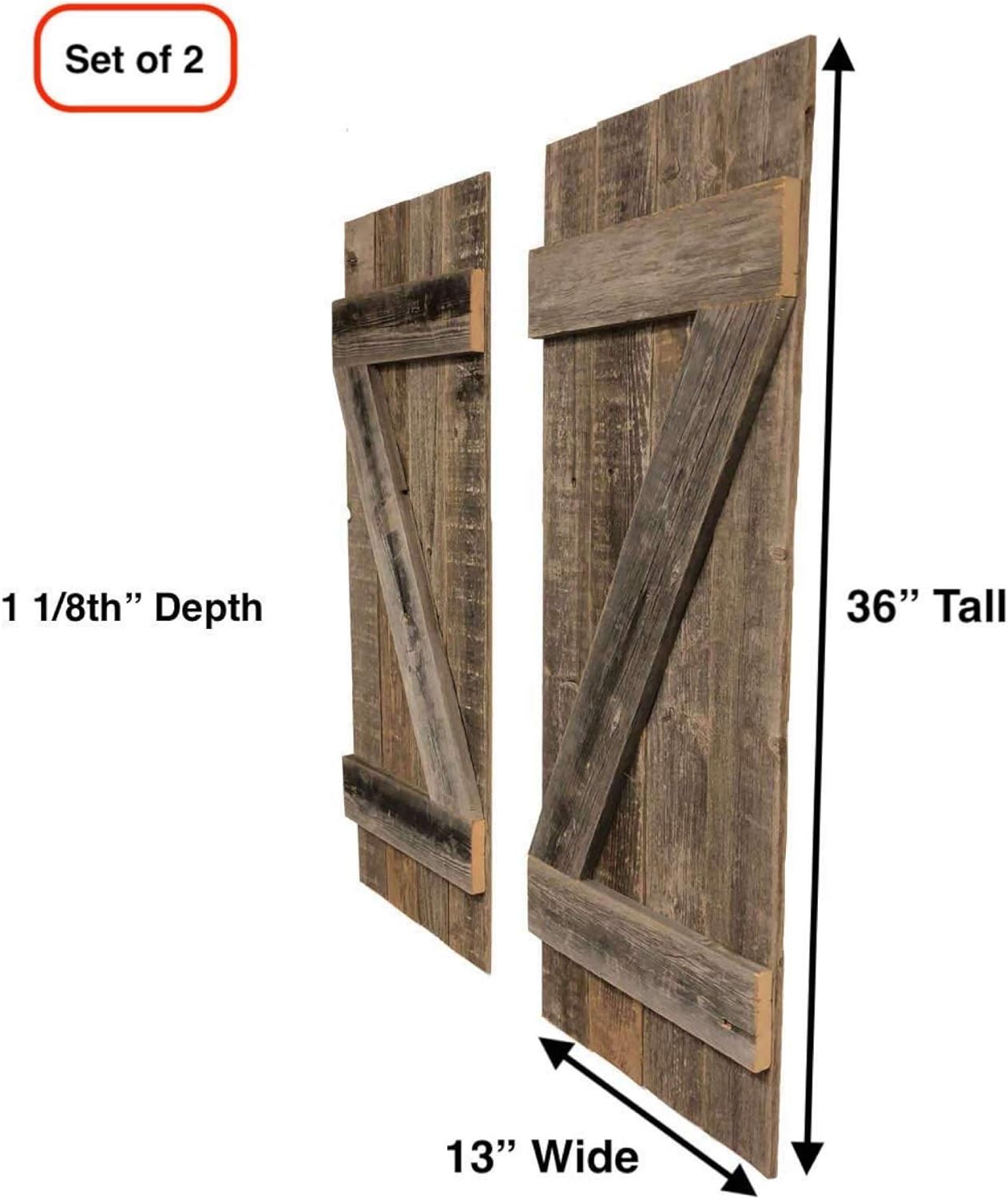 BarnwoodUSA | Rustic Farmhouse Window Shutters (Set of 2) | Made of 100 ...