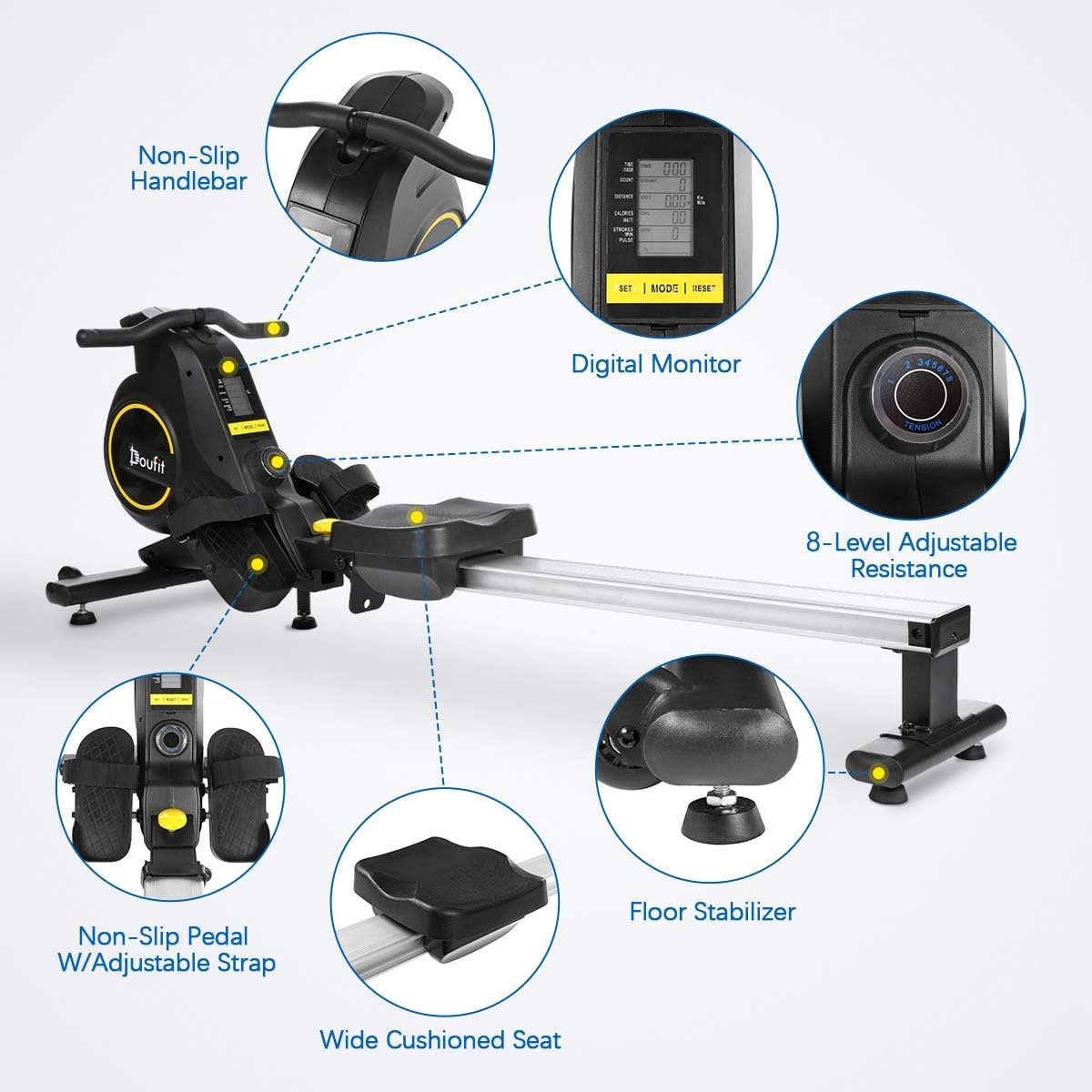 Rowing Machines for Home Use Foldable, Doufit RM-01 Magnetic Row ...