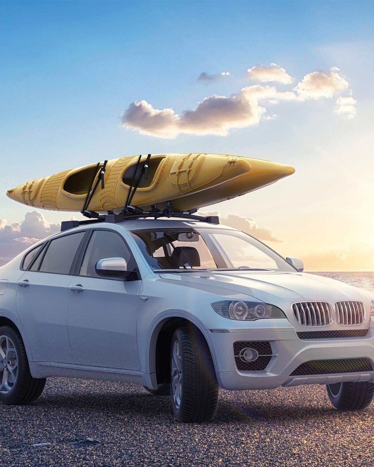Kayak Roof Rack, Sportneer Kayak Car Rack for 2 Kayaks 2 in 1 Folding ...