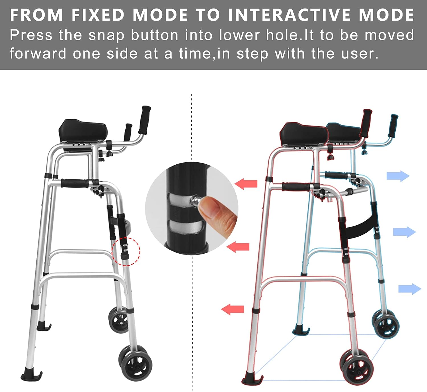 AHB Folding Walker with 4 Wheels and Arm Rest Pad, Lightweight Standard ...