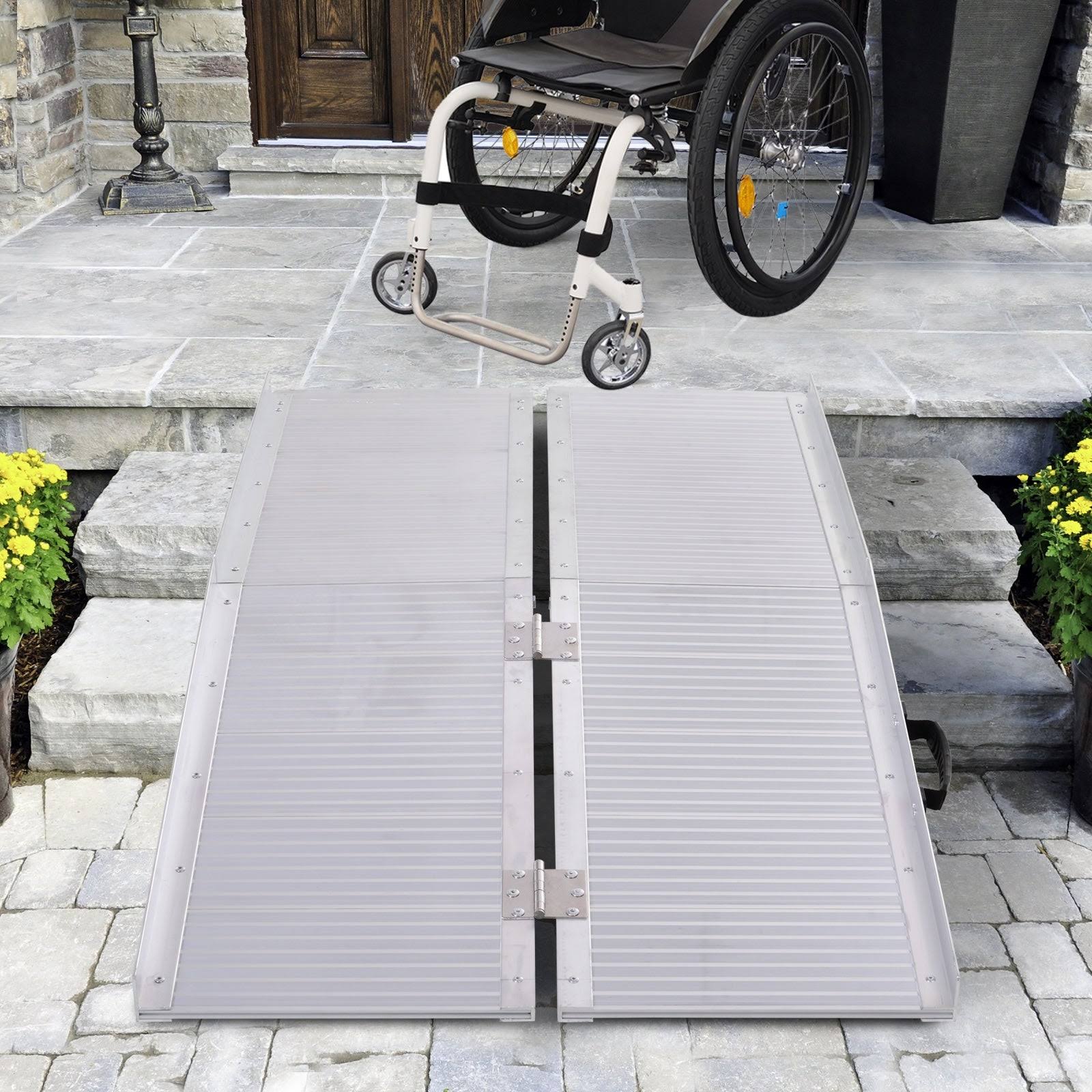 HOMCOM Aluminum Foldable Lightweight Ramp with Side Walls and Carry ...